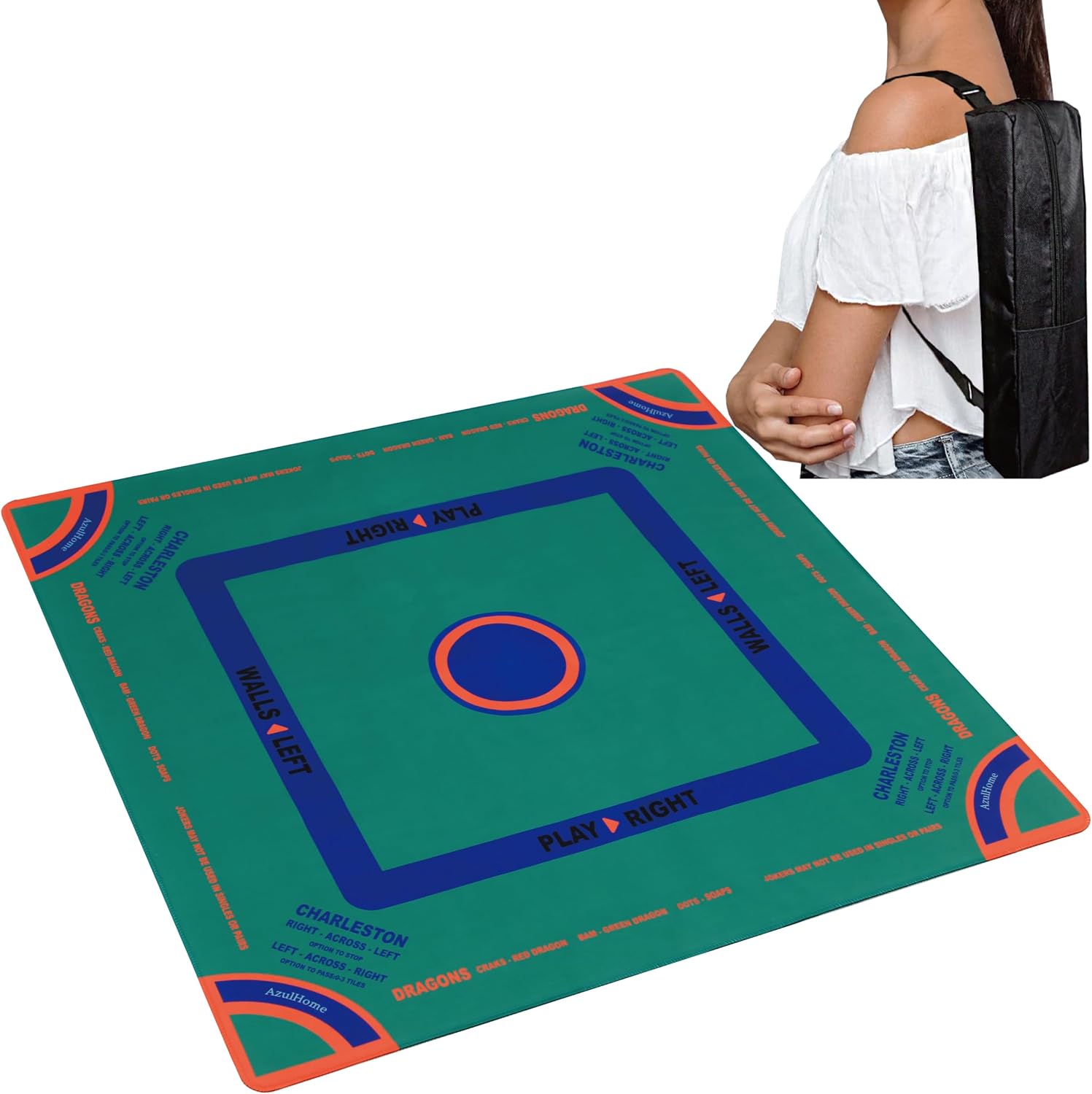 Mahjong Mat with Carrying Bag（Green） – AzulHome